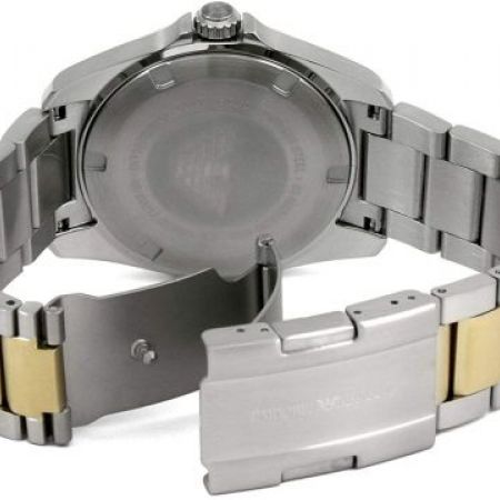 Emporio Armani AR80017 Stainless Steel Analog Black Dial Gold Silver ...