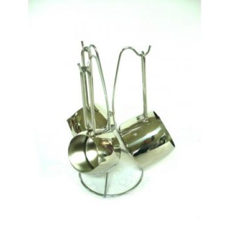 Bonera Gama Coffee Pot With stand 4 Pcs Set Silver - Makhsoom