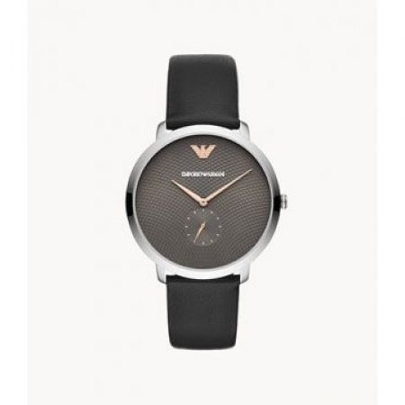 Emporio Armani AR11162 Leather Three-Hand Black Round Watch For Men ...