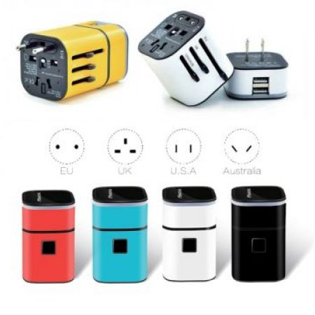 Universal Multi-Plug USB Detachable Travel Adapter White 2300 mAh ...