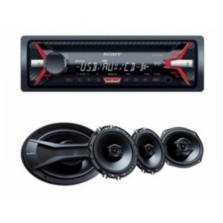 Sony Head Unit Single DIN With x4 Sony Speakers Black 3.2 kg - Makhsoom