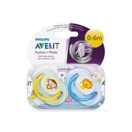 Avent Philips 2 Fashion Soothers Monkey 0-6m+ - Makhsoom