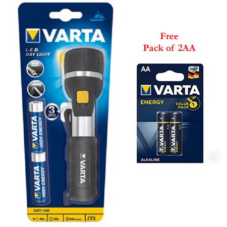 Varta Torch Led + 2AA + Free Energie AA Pack of 2 - Makhsoom