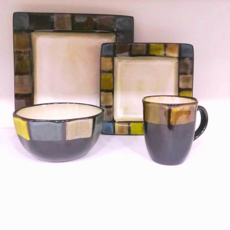 Stokes Habitat Green Set Of Dinnerware 16 Pcs - Makhsoom