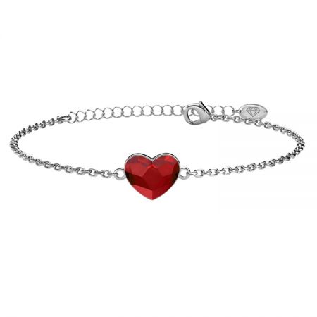 Lily's Style Swarovski Red Crystal Heart, 18K White Gold Plated Brass ...