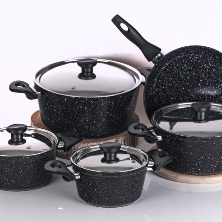 Top Chef Set Of Cookware 9 Pcs - Beige - Makhsoom