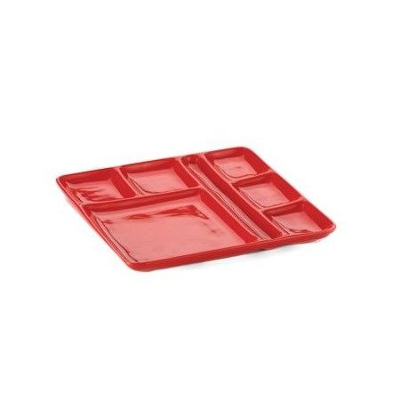 Stokes Fondue Plate Sqaure With Fork Rest Red - Makhsoom