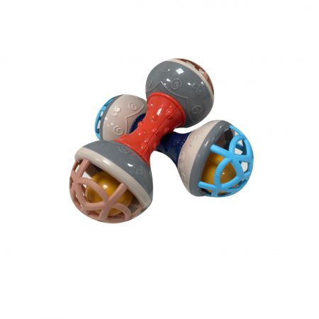 Colorful Soft Plastic Rubber Hand Bell Baby Rattle - Orange - Makhsoom