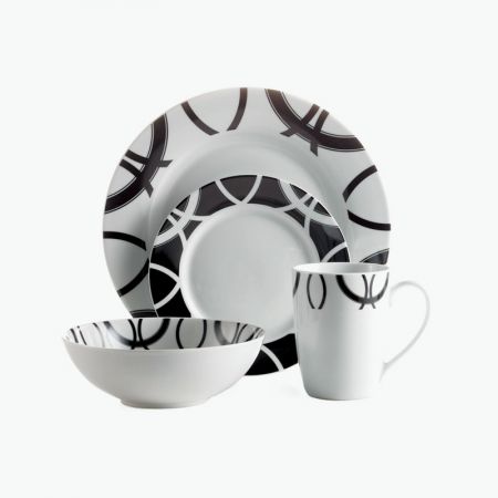 Stokes Circle Set Of Dinnerware 16 Pcs - Makhsoom