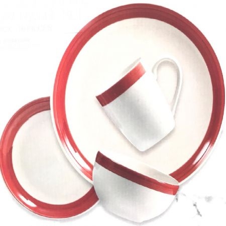 Stokes Halo Burgundy Set Of Dinnerware 16 Pcs - Makhsoom