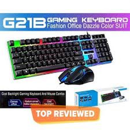 G21b Gaming Keyboard & Mouse - White - Makhsoom