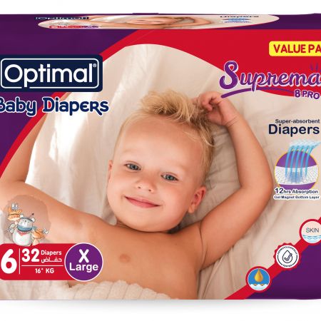 Optimal Baby Diapers Size 6 XL Value Pack 32 Pcs - Makhsoom