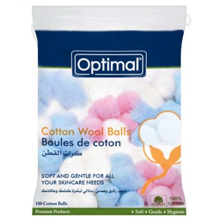 Optimal Cotton Wool Balls White 100pcs - Makhsoom