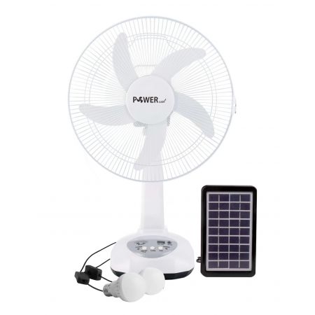 Oscillating Rechargeable Table Fan 14 inch with Solar Panel & 2xLED ...