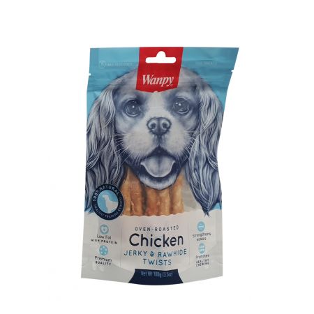 Wanpy Dog Chicken Jerky & Rawhide Twists 100g - Makhsoom