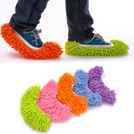 Set Of Washable Reusable Mop Slippers Shoes Cover 2 Pcs - Orange - Makhsoom