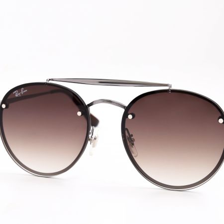 Rayban RB3614N Blaze Round Double Bridge Gunmetal Brown Gradient Round ...