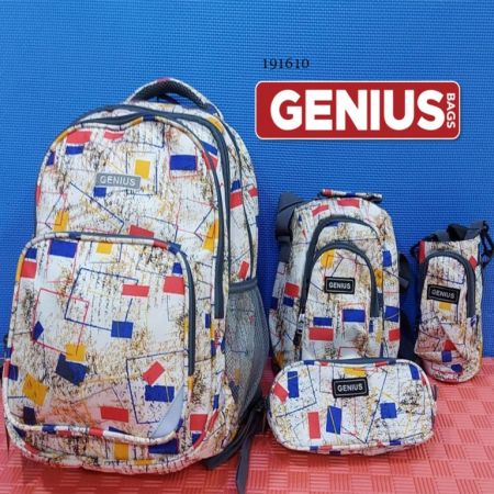 Genius School Bag Set of 5 Pcs 191610 - 16 Inch - Makhsoom