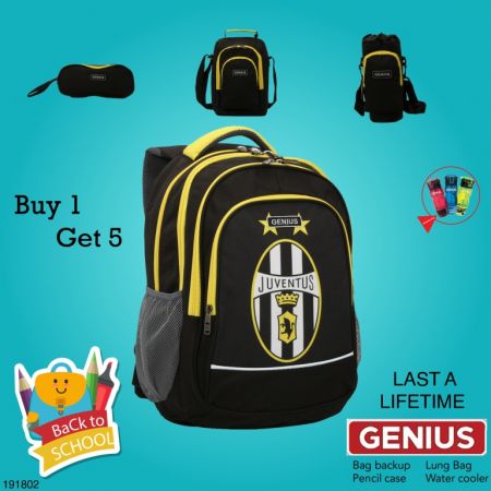 Genius School Bag Set of 5 Pcs 191802 - 18 Inch - Makhsoom
