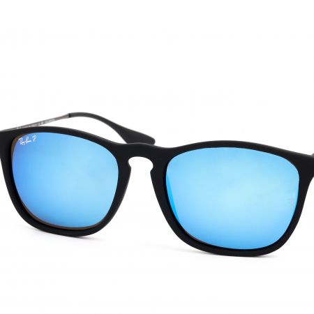 Rayban RB4187 Chris Black Blue Mirror Square Sunglasses Unisex - Makhsoom