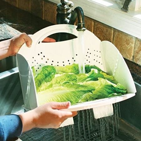 Full Size White Flat Fold Colander - Makhsoom