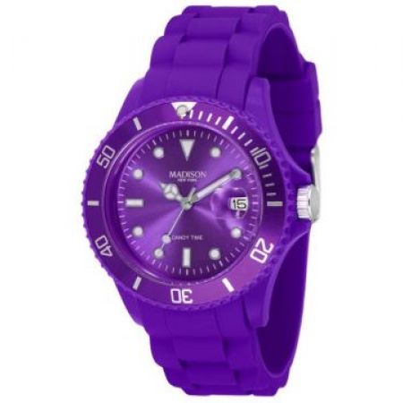 Madison New York Juicy Candy Time XL Round Purple Rubber Watch For ...