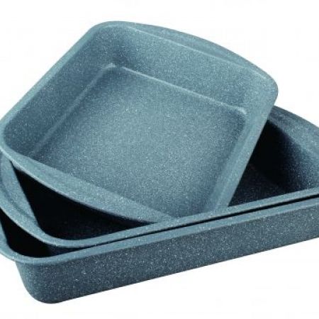 Royal Gourmet Marble Rectangular Pan 3pcs Set, Thick:0.5MM - Makhsoom