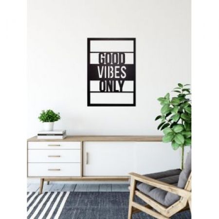Wooden Good Vibes Only Frame Wall Art Black - Makhsoom