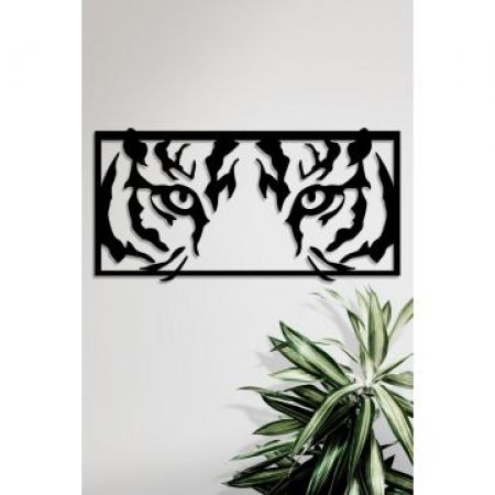 Wooden Tiger Frame Wall Art Black - Makhsoom