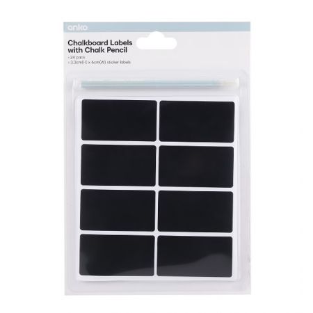 Anko Chalkboard Labels with Chalk Pencil 24 Packs - Makhsoom
