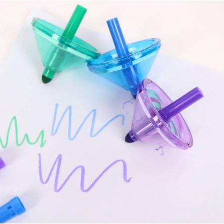 Set Of Tusch Marker Spinning Top Toy 3 Pcs - Blue/Green/Purple - Makhsoom