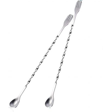 Stainless Steel Double-Sided Bar Cocktail Stirring Spoon/Fork 1 Pc ...