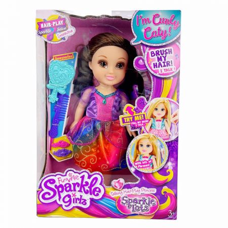 Funville Interactive Sparkle Girlz Talking Hair-Play Princess Brown ...