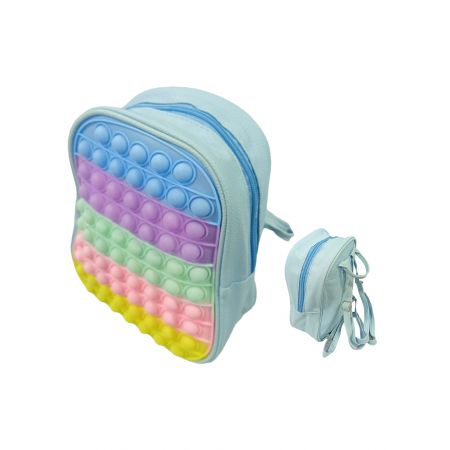 Mascube Pop It Backpack Leather 24 x 19 cm - Light Blue - Makhsoom