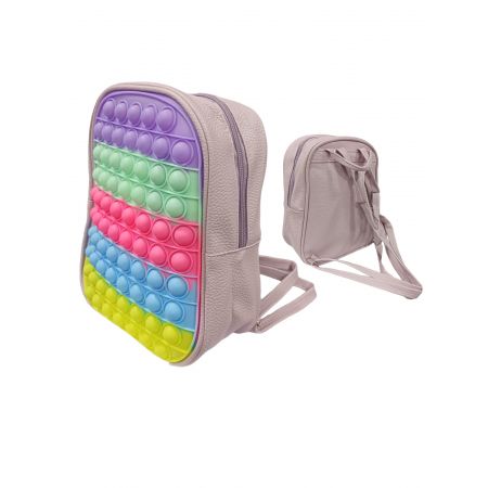 Mascube Pop It Backpack Leather 24 x 19 cm - Light Blue - Makhsoom