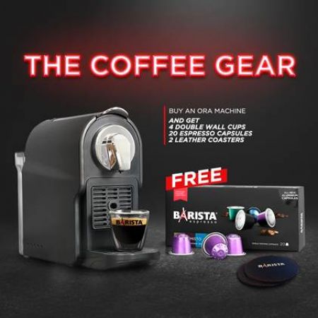 Barista Bundle: Buy 1 Barista Ora Capsule Machine Black & Get 1 Capsules Box (20 Pcs), 2 Leather ...