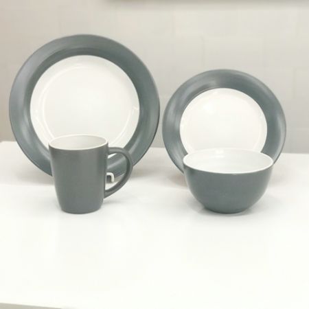 Stokes Set of Dinneware Slate Grey - 16 Pcs - Makhsoom