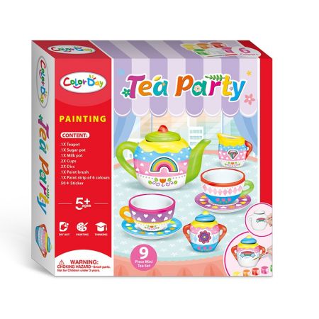 Color Day Tea Party Painting Ceramic Set 9 Pcs 5+ Years - Makhsoom