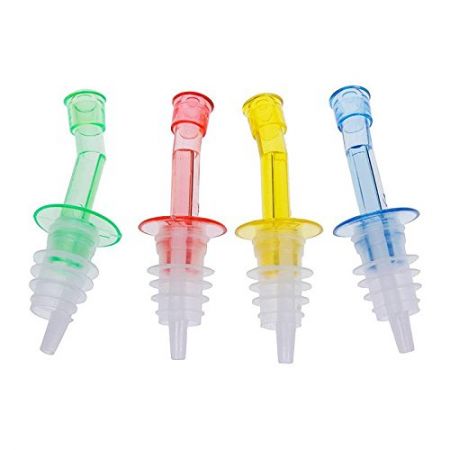 Set Of Bottle Pourer Stopper Spout Dispenser Flow Cap Plastic 4 Pcs ...