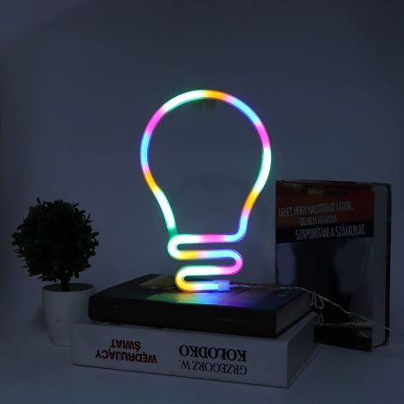 Bulb Coloful Color LED Neon Night Light Battery & USB Powered 25 x 16 ...