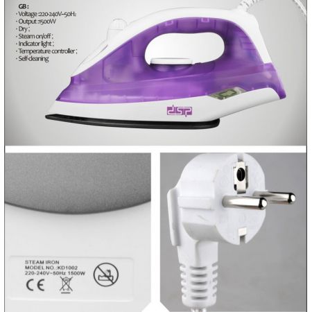 DSP Professional Ceramic Steam Iron Purple - 1500 W - Makhsoom
