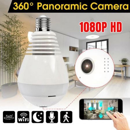IP Wireless Panoramic Bulb Camera 1080p HD 3MP - Makhsoom