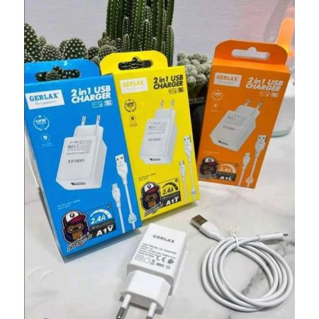 Gerlax Adapter & Cable 2 In 1 Usb Charger - Type C - Makhsoom