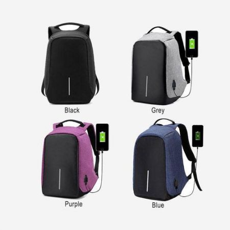 Material Anti-theft Laptop Backpack - 16 Inch - Blue - Makhsoom