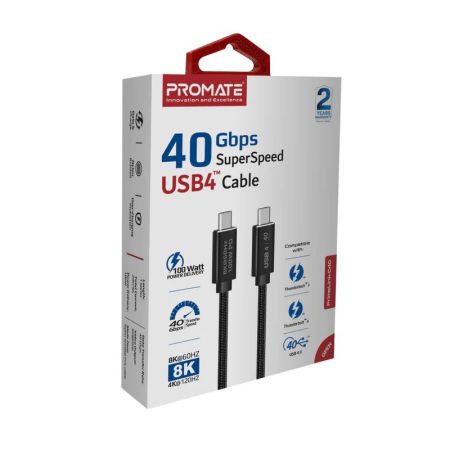Promate PrimeLink-C40 40Gbps SuperSpeed USB4 Cable - 100 W - Makhsoom