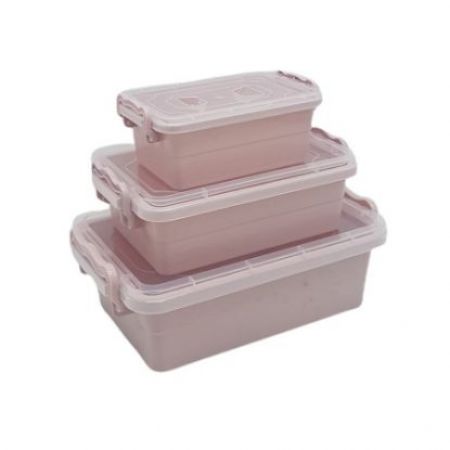Em House Set of Food Storage Box 3 Pcs - Pink - Makhsoom