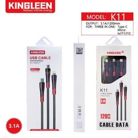 Kingleen Phone Cable 3in1 Output 3.1 A - Makhsoom
