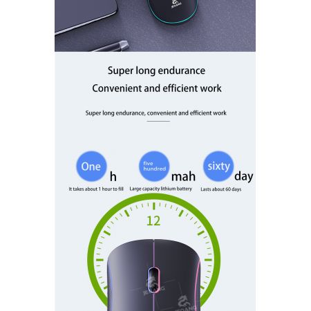 Rechargeable Wireless Mouse Jeqang JW-330 - Black - Makhsoom