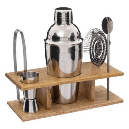 JJA Cocktail Kit Victor Mango Wood and Stainless Steel - 6Pcs - Makhsoom