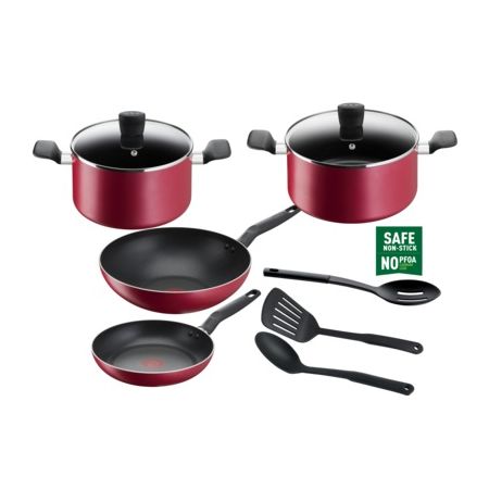 Tefal Set of G6 Super Cook 9 Pcs - Red - Makhsoom